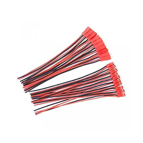 RC飛行機用のリポバッテリーコネクター JSTプラグコネクタケーブルになります。20セットです長さ:10cmオス20本、メス20本外部のカラー：レッド、ブラック