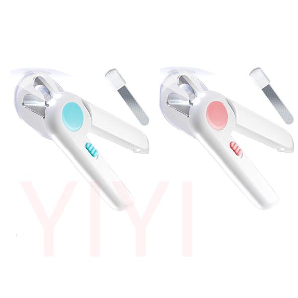 【刃先照射LEDライト付き】刃先と爪を照らすことで、すばやく血縁を確認、嫌がる前にプチンっとネイルカットできます！わんちゃんの面取りカットも見やすくなります！飼い主さんもペットもストレス軽減できる優れた爪切りです。【飛び散りガード付き】 透...