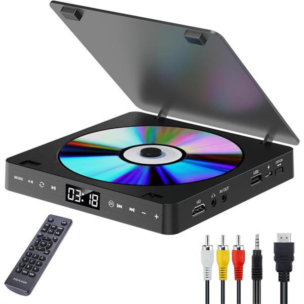 カラー：ブラックサイズ：15*15*2.85CM重量：約300g【セット内容】1x DVDプレーヤー1x HDMIケーブル1x AVケーブル1x リモコン（単四電池2個、別売）1x 電源ケーブル ※電源接続には本ケーブルをお使い下さい※本製...