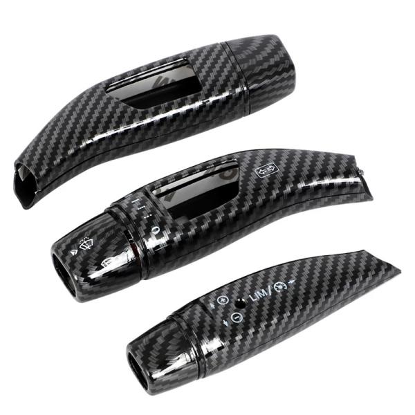 クローム/カーボンファイバーカーワイパーレバーカバー,メルセデスベンツ用トリムフレーム仕様:製品名: カーワイパーシフトレバーカバートリムフレーム材料: ABSプラスチックSize: 元の車のサイズカラー: クローム/カーボンファイバー車両...