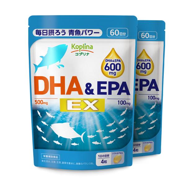 DHA＆EPA EX 240粒 2袋120日分【安心国内製造/ソフトカプセル/n-3系(オメガ3)脂肪酸/健康/サプリ/サプリメント/コプリナ/メール便・送料無料】〜〜商品特徴〜〜●【DHA 500mg EPA 100mg 配合】DHA、E...