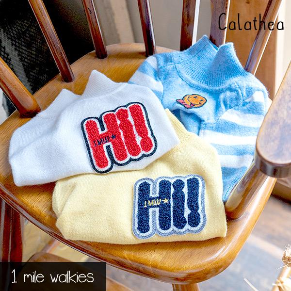 返品不可上質のウール糸を使用したセーター。背中にさがら刺しゅうのワッペン、袖のボーダーやフロントのワッペンなど1900年代のチアセーターをイメージしたポップなデザイン。きれいなカラーが目を惹きます。＜1 mile walkies（ワンマイル...