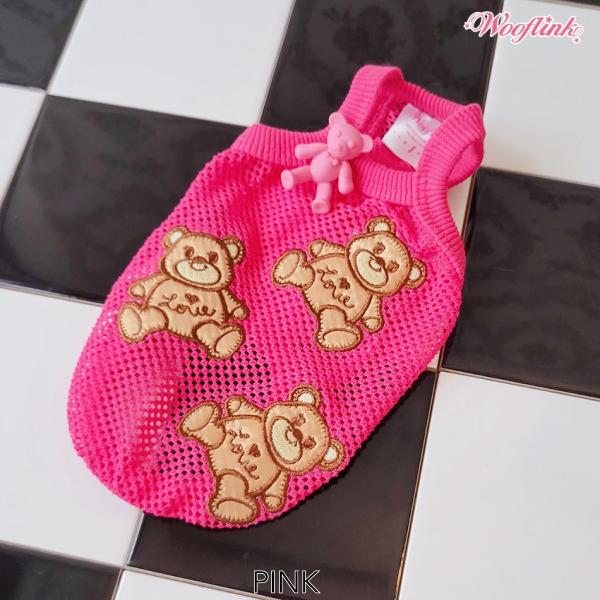 返品不可テディベアの刺?が入ったキュートなメッシュトップどんなボトムスとも合わせやすい小さめのおつくりとなっているため、普段よりワンサイズ上がおすすめですAlice(胸囲27cm・着丈21cm・2号着用）＜Wooflink（ウーフリンク）＞...