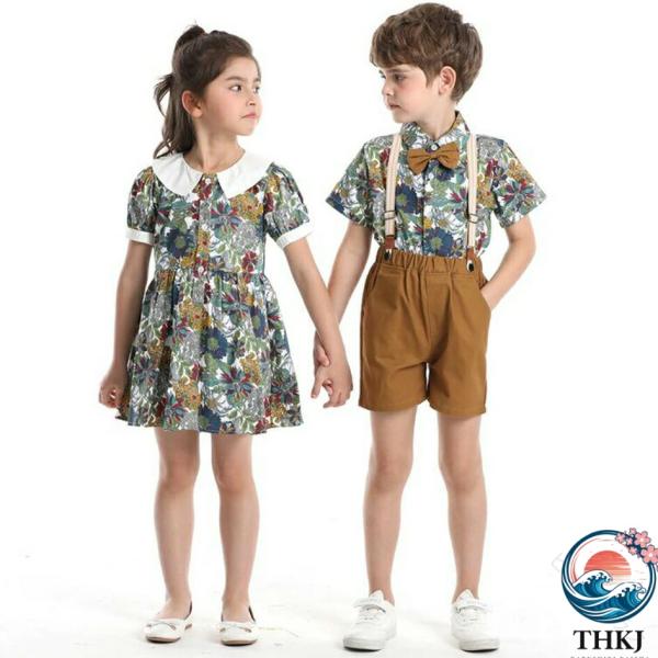商品詳細子供ペアルックセットアップ 半袖花柄ワイシャツ 男の子 女の子 半袖花柄ワンピース商品内容男の子セット：シャツ+パンツ+ストラップ+蝶ネクタイ女の子セット：ワンピース+帽子サイズ*素人採寸、若干誤差が生じる場合がございます。 素材ポ...