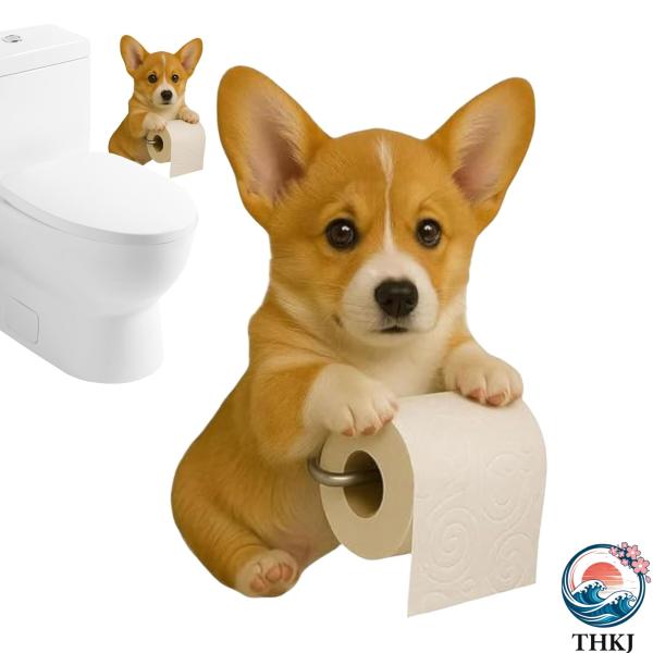 収納オーガナイザー 壁掛け 犬型お手洗いトイレットペーパーホルダー ホームデコレーション ユーモアペーパータオルホルダー アパート?家庭?ホテル?寮用 バスル