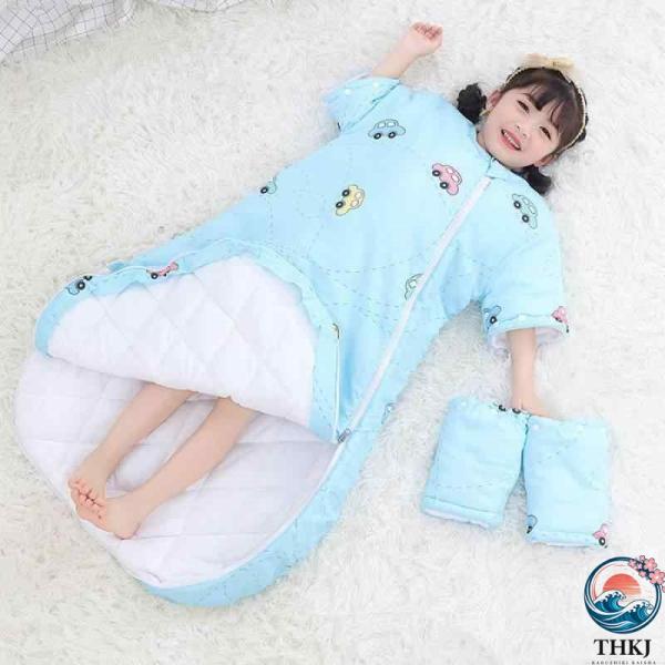 子供用寝袋 ベビー 中大サイズ 防寒 スリーパー 3歳 6歳 6歳 12歳 春秋冬 加厚 綿 袖付き アニマル柄 刺繍