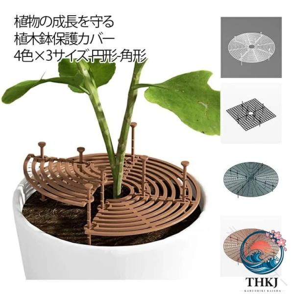 植物の成長を守る植木鉢保護カバー4色×3サイズ 円形/角形サイズ自由に裁断可能【4個セット】【植物を守る】 ペット対策必須アイテム！6mm密目グリッドが猫の爪攻撃を完全ブロック。好奇心旺盛なペットや幼児のいたずらから土壌をガード。誤飲防止の...