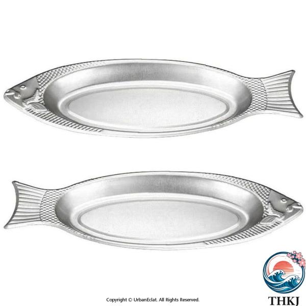 魚 皿 2枚セット ステンレス フィッシュプレート 35cm 魚型 おしゃれ 魚の形 大皿 盛り付け皿 お造り 焼き魚 煮魚 アクアパッツァ 業務用 家庭用 パーティー プ