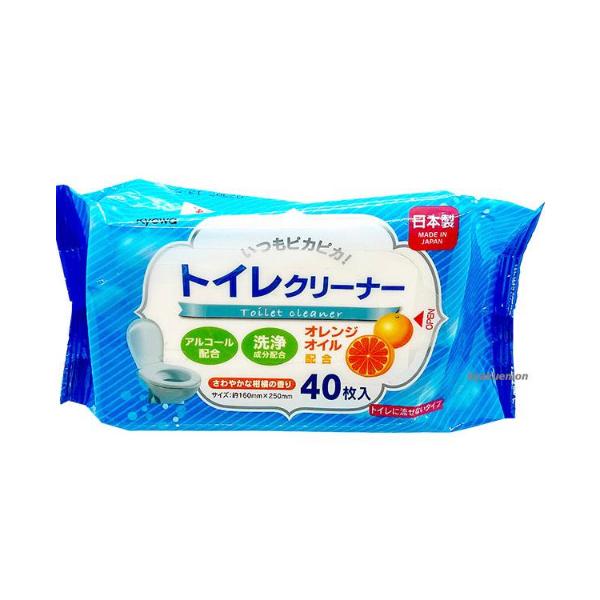 いつもピカピカトイレクリーナーアルコール配合、洗浄成分配合オレンジオイル配合でさわやかな柑橘の香り用途：便器、タイル、タンク等トイレの拭き掃除１枚あたりのサイズ：250×160ｍｍ数量：40枚入基布素材：パルプ成分：水、エタノール、ベンザル...