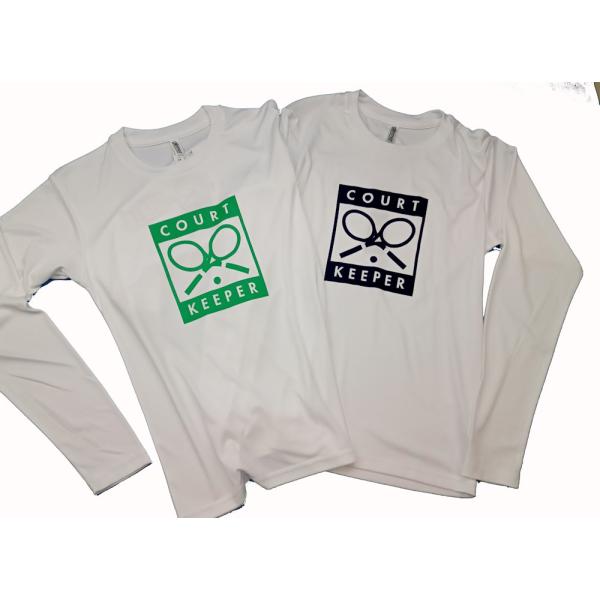 コートキーパーロゴ　ドライロングスリーブTシャツ１） 生地が滑らかで伸縮性に優れたドライTシャツ２）  炎天下でも汗がこもらずサラッとしています３）  ボディはややスリムにしています４） UV―CUT生地５）  腕の上げ下ろしにストレスがか...