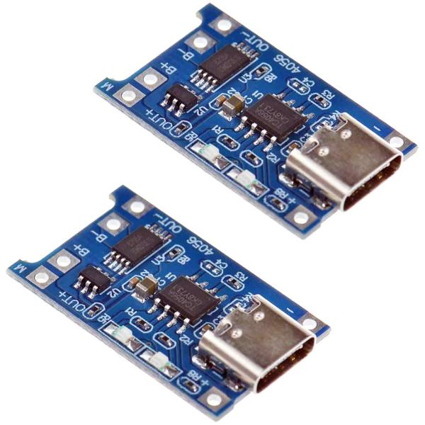 ●リチウムイオン、リチウムポリマー、18650の充電に対応●寸法約17mm×18mm●充電電流：1A（調整可能）；充電精度：1.5％；フル充電電圧：4.2V●充電ポートはUSB Type-Cまたは5V接続に対応●保護回路（DW01、8205...