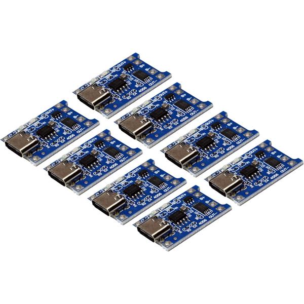 ●リチウムイオン、リチウムポリマー、18650の充電に対応●寸法約17mm×18mm●充電電流：1A（調整可能）；充電精度：1.5％；フル充電電圧：4.2V●充電ポートはUSB Type-Cまたは5V接続に対応●保護回路（DW01、8205...