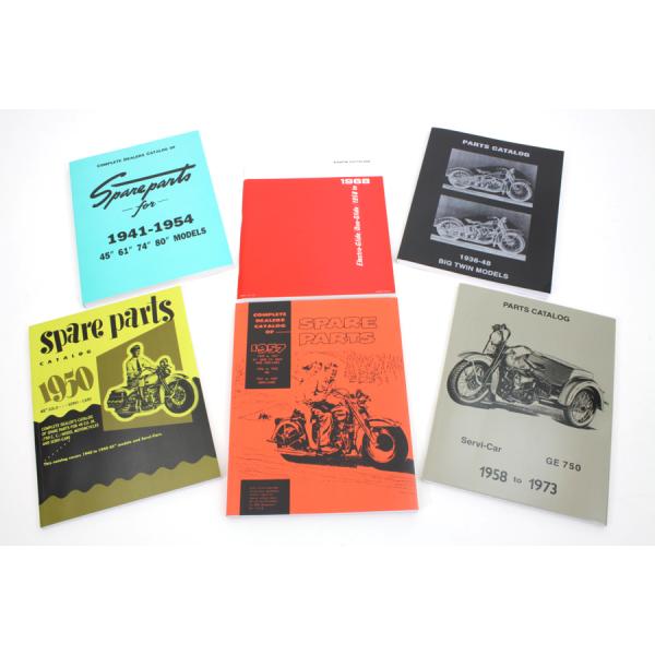 ファクトリーパーツブックセットには、1936年から1973年までのスペアパーツが6冊収録されています。このセットには、1936〜1948年のナックルヘッドおよびフラットヘッド用スペアパーツブック、1941〜1954年のサイドバルブモデル用ス...