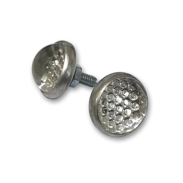 ガラス ライセンス ナンバー プレート リフレクター 反射 2個セットプラスチック製とは違いガラスレンズを用いることで見た目がワンラックアップし、かつビンテージ感が増します。最大直径24mm(金属のリム含む)何気に大きいので、インパクトはあ...