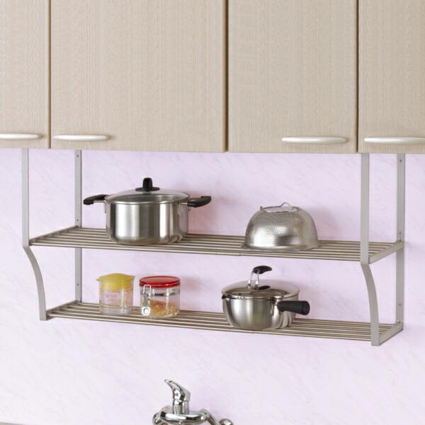 組立式 伸縮パイプ棚2段　幅60〜90cm　ネジ止めタイプ　TS2-90L