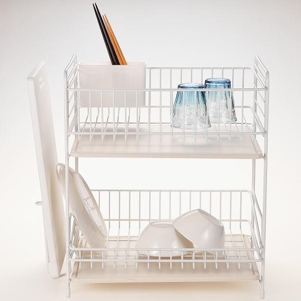 スキット　珪藻土トレー水切りラック2段　ホワイト　HB-4987