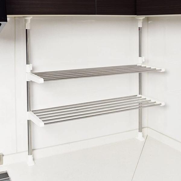 ステージア　突っ張りキッチンパイプラック2段　HB-3741