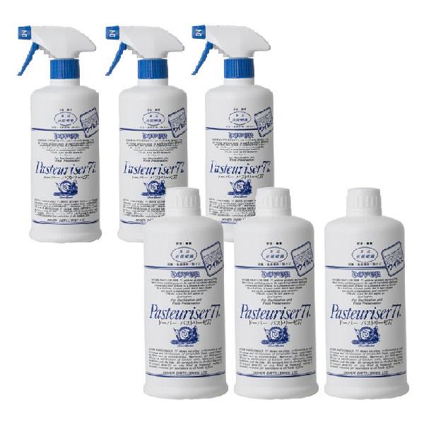 ドーバー パストリーゼ77 ヘッド付 500ml × 3本 + 詰替 500ml × 3本 セット販売 送料無料 アルコール消毒液 pasteuriser77