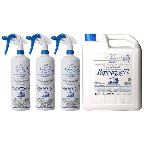 ドーバー パストリーゼ77 ヘッド付 1000ml × 3本 + 77 詰替用 5L 5000ml セット販売 送料無料 アルコール消毒液 pasteuriser77