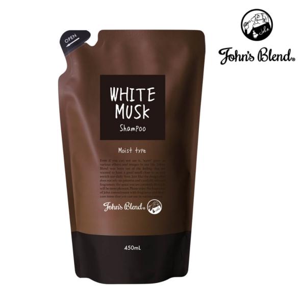 ■特徴John’sBlend ジョンズブレンドモイスト シャンプー ホワイトムスク リフィル（詰め替え用）John's Blend 自慢のホワイトムスクの香りをたっぷりと配合したうるおって香るヘアケア　フレグランス シャンプーヘアケアとして...