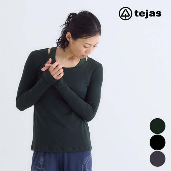 ■特徴tejas テジャス ヨガウェア柔らかなウールライクの素材が身体を温めてくれるトップスタイトなシルエットですが、とても伸びが良いので動きを妨げることはありません。袖口に親指が通せるスラッシュあきがあり、手首や手の甲まで温めてくれます。...