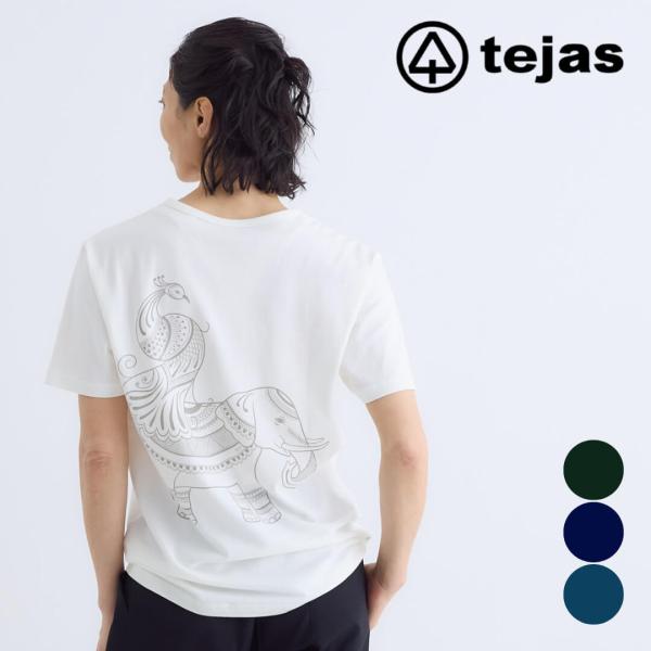 ■特徴tejas テジャス ヨガウェア天然素材が心地良い綿100％のメンズTシャツ女性もオーバーサイズでお洒落な着こなしに。今シーズンテーマの［インド象と孔雀］を大胆に背中にプリント。シンプルなもの程良い生地で他と差別化するため上質な天竺を...