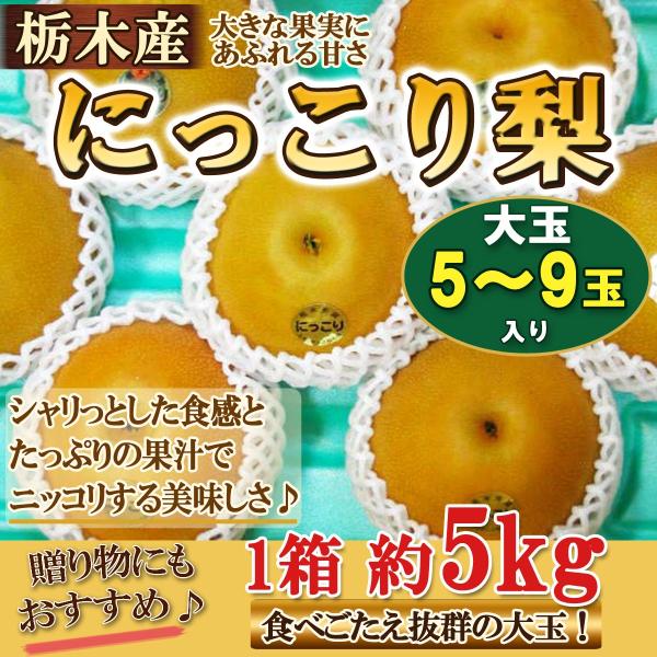栃木県オリジナルの高級品種『にっこり梨』にっこりは豊水と新高から生まれた栃木県オリジナルの梨です。食べればにっこり(^-^)その甘みとしたたるジューシーさから食べた人がにっこりするということで『にっこり』と名付けられました♪希少な高級梨！大...