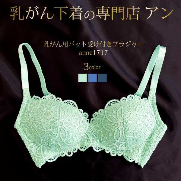 【発売日：2024年08月29日】店内商品5500円以上お買上げで送料無料です。※沖縄・離島を除く新商品 気品あふれるレースの乳がん用パット受け付きブラジャー● 豪華なレース使いで高級感のある乳がん用ブラジャー● グリーン、ブルー、チャコー...