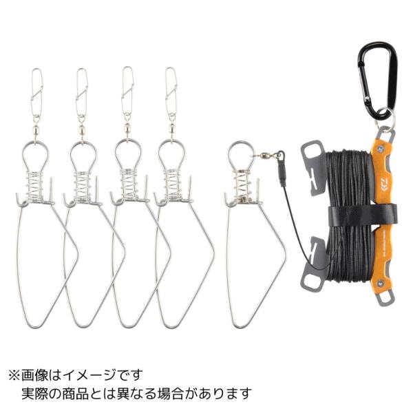 ●DAIWA●商品名：FISHING STRINGER 1000●詳細魚が外れにくいダブルロック構造ストリンガーフックダブルロック機構ストリンガーフックで魚が外れにくいロープホルダー付きで収納や携帯時に便利カラビナ付きでバッグやゲームベスト...
