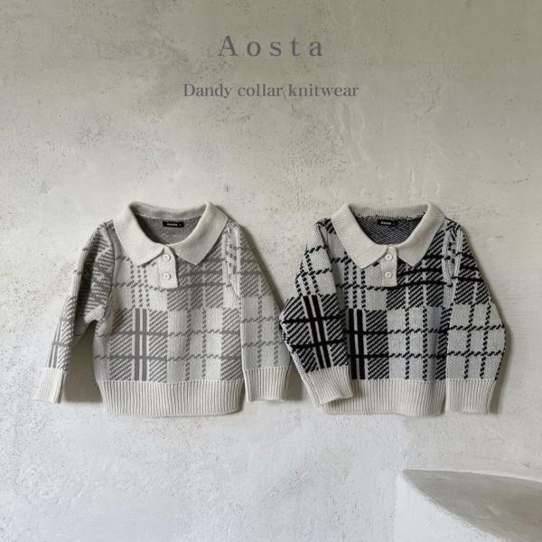 商品名： dandy collar knit■Brand：Aosta・colorbeige / black・sizes(0-2y)  着丈：33cm 身幅：29cm 袖丈：30cmm(2-3y)  着丈：36cm 身幅：33cm 袖丈：32...