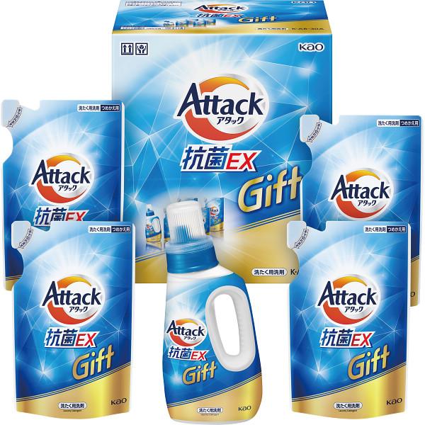 商品名：花王 アタック抗菌EXギフト KAR30A商品内容：●アタック抗菌ＥＸ本体（７５０┣ｇ┫）×１、アタック抗菌ＥＸ詰替用（５９０┣ｇ┫）×４オススメポイント：ぎゅうぎゅうつめこみ洗いでも強力洗浄の液体アタックのセット。原産国：日本箱サ...