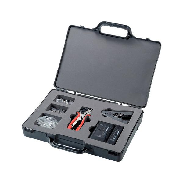 CAT6A LANケーブル自作の必需品、工具、コネクタ、テスターをコンパクトにセット●メーカー：サンワサプライ●商品名：LANケーブル自作工具キット●JANコード：4969887755280●型番：LAN-TLKIT3