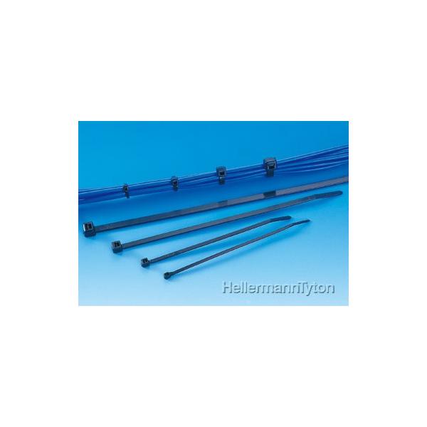 ●入数：50本/袋●色：黒●全長：382mm●幅A：7.5mm●結束径（φmm）：最小3.0/最大100●ループ引張強度（最小値）N(kgf）：535(54.56)●使用温度範囲：-40℃〜+85℃●材料にカーボンブラックを添加し紫外線特性...