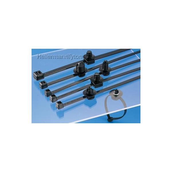 ●入数：100本/袋●色：黒●全長：152mm●幅W：3.5mm●結束径（φmm）：最大31●取付穴径（φmm）：4.5-5.0●適用メネジ：M6●ループ引張強度（最小値）N(kgf）：135(13.77)●使用温度範囲：-40℃〜+105...