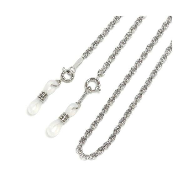 シルバー（銀）のチェーンを使用した素敵なめがねチェーンです！ 重量感のあるリッチなスクリューチェーン。贈り物に喜ばれています。ヒキワ金具が付いていますので、ゴムパーツを外すと、シルバーネックレスにもなってお得度アップ。本物シルバーでプチセレ...