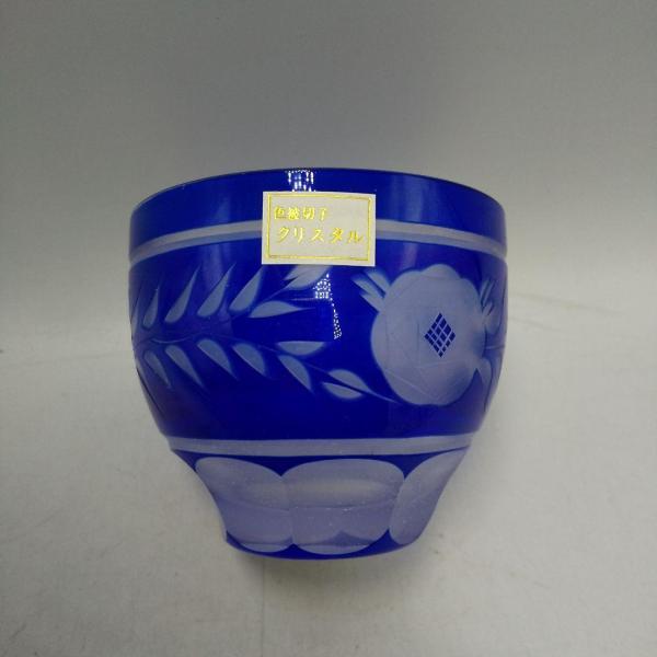 【石塚硝子/切子ローズ冷茶/ガラス/コップ/タンブラー/冷茶グラス/切子/ローズ柄/花柄/ブルー/可愛い】●サイズ：約口径7.3×底径3.8×高さ6.3cm●材質：ガラス【よろづや百貨】