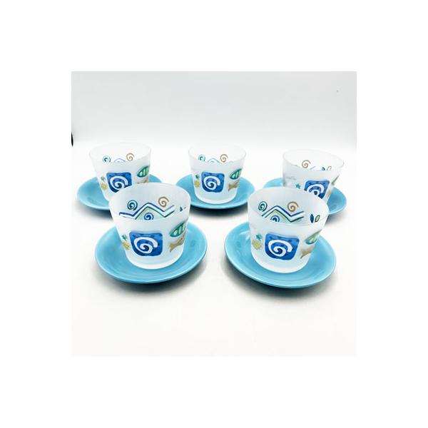 【訳あり/茶器/冷茶/セット/ガラス/アデリア/コップ/グラス/フリーカップ/デザート/アイスクリーム】※長期保管のため箱と台紙にシミがあります。カップ●サイズ（約）：口径8×底径6×高さ7cm●容量：220cc●材質：ガラス●生産国：日本...