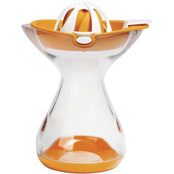 【ジューサー/オレンジ/れもん/ビタミン】●サイズ:16×16×21cm●材質：透明容器/AS(アクリロニトリルスチレン)樹脂耐熱温度70度)、その他樹脂部/ポリプロピレン(耐熱温度110度)●生産国：中国【よろづや百貨】