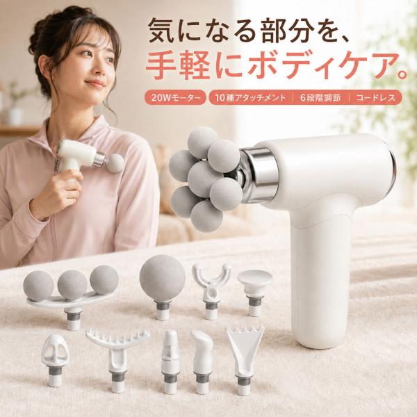 商品詳細:カラー:/ホワイトサイズ:/F■商品説明毎日のボディケアを、もっと手軽に。【6段階振動調節】使用する部位や好みに合わせて振動レベルを切り替え可能。やさしい振動からパワフルな振動まで、シーンに合わせて選べます。【豊富なアタッチメント...