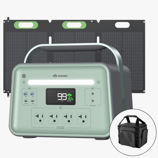 ポータブル電源B1200容量1085Wh、33.48V、32.4Ahバッテリータイプ固体電池 Li -NCMサイクル寿命4000サイクルで80%以上の容量正味重量11.6kg寸法296 x 204 x 256 mmソーラー入力12-60VD...