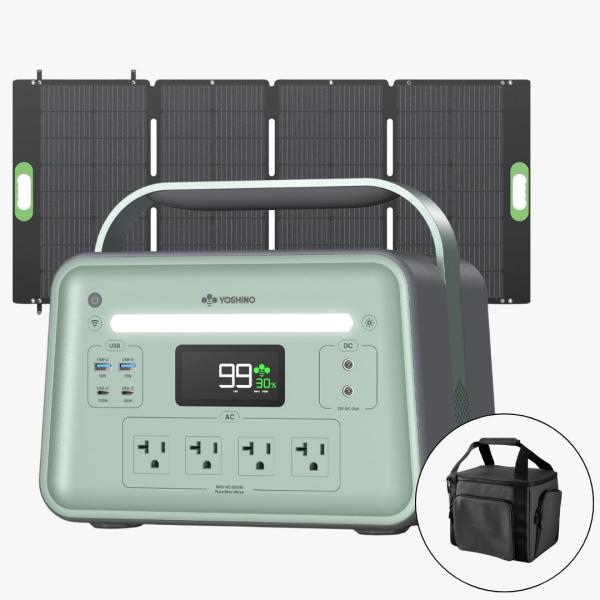 ポータブル電源B1200容量1085Wh、33.48V、32.4Ahバッテリータイプ固体電池 Li -NCMサイクル寿命4000サイクルで80%以上の容量正味重量11.6kg寸法296 x 204 x 256 mmソーラー入力12-60VD...