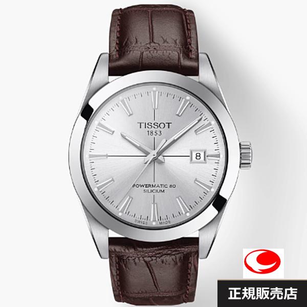 Tissot Gentleman Powermatic 80 SiliciumT127.407.16.031.01　　T1274071603101シルバー文字盤　革ベルト着用した時にこそわかる、その美しいシルエットとロングパワーリザーブが、...