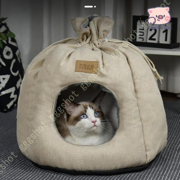季節に合わせて好みのペットハウスが選べる！サイズ：Mサイズ：39*39*30cm（推奨体重4kg以下）■適用対象:猫、小型犬、小動物。■ペットのための理想的な感謝祭とクリスマスギフト。■機能性：もぐりこむ猫の習性で、ドーム型猫ベッドの入口の...