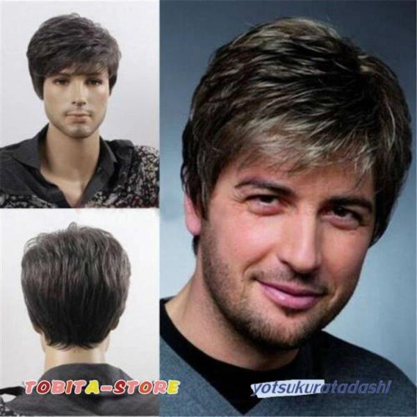 商品情報メンズ ウィッグ フルウイッグ 男性用 つまじ部分手植え 素材構成 人工毛通気性抜群：優れた通気性で夏でも快適着用感、 としても皆様から愛されています造り:手植え（つむじステルス手植え）。トップ部分はステルス手植えを使用しているので...