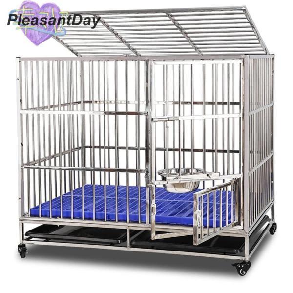 犬用ケージ あらゆる種類のペットの犬と猫に適したステンレス製の犬用ケージ、大型犬と犬用ケージ-110*72*95CM