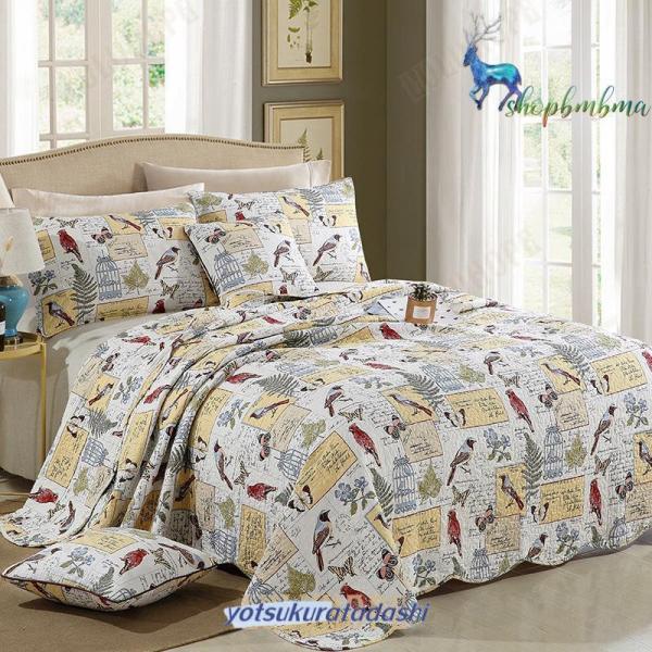 【シングル】ベッドフォード ベッドキルトセットレッド 鳥のデザイン マルチカバー キルト 寝具 ベッドカバー ピロケース材質:綿それは光沢があり、柔らかく、そして肌は気持ちいい。 肌触りの良い生地、カラフルで高級感、部屋の雰囲気を変える！そ...