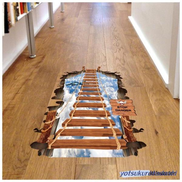 ウォールステッカー ウォールシール だまし絵 トリックアート 3D 立体的 飛び出す 壁シール 壁紙シール 壁面装飾 壁装飾 室内装飾 インテリア D立体感のあるトリックアートが面白いウォールステッカーです。リビングや子供部屋などの室内装飾...
