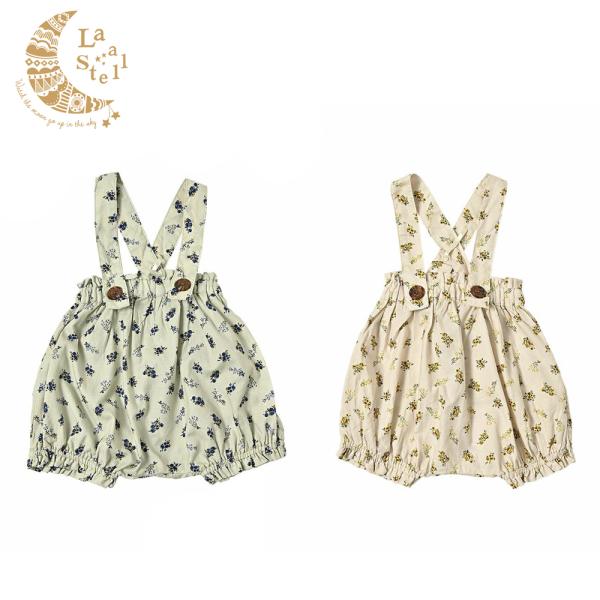 ≪丸いシルエットが可愛いバルーンサロペット≫女の子らしい上品な小花柄♪滑らかな肌触りで赤ちゃんには嬉しい薄手の生地感◎肩紐を外すとブルマとしてもお使いいただけます。■素材 綿 100%