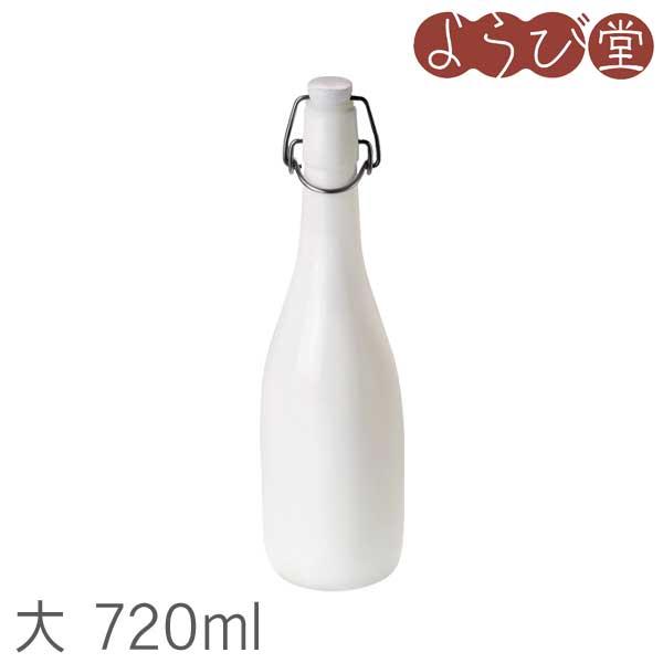 業務用器械栓(気開栓)ボトル。美しく純粋無垢な白いガラスボトル。※耐熱ではありません。●サイズ：約径8.5×高さ28.8cm/口内径約径1.6cm●容量：満約750ml/NET（正味量）720ml●材質：ガラス●生産国：日本製［キーワード］...