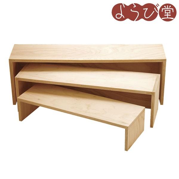 お店の陳列棚として。使わないときにはコンパクトに収納できます。●サイズ：大/約幅60×奥行15×高さ20cm、中/約幅53×奥行15×高さ15cm、小/約幅45×奥行15×高さ10cm、板厚/約1.2cm●材質：ヒノキ（合板）●塗装：無塗装...